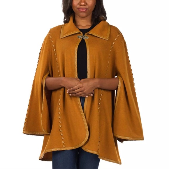 Patricia Nash | Sweaters | New Patricia Nash Sweater Cape Tan Brown ...